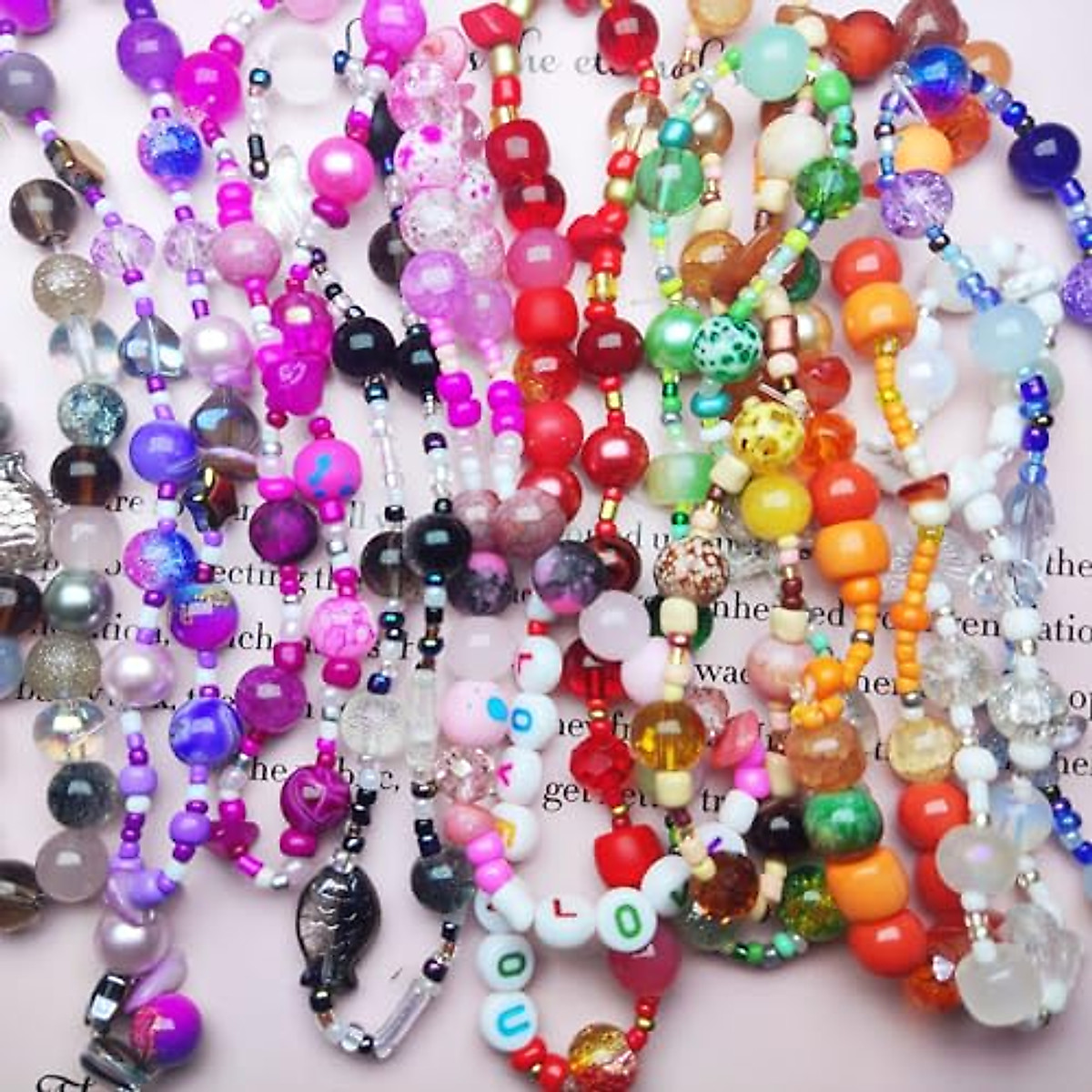 750 Pcs Glass Beads for Bracelets with 200 Acrylic Letters,Mixed Craft Beads Jewelry Making Kit, Glass Beads Bracelet Making Kit, 8mm Round Cystal Beads with Seed Beads for DIY Working