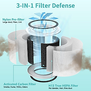 Vista 200 Replacement Filter Compatible for LEVOIT Air Models, 3-in-1 Pre, H13 High-Efficiency Activated Carbon Filtration System, Replace Part# Vista 200-RF, Pack of 2 By Improvedhand