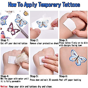 Temporary Tattoos for Kids, Christmas Birthday Party Supplies Unicorn Mermaid Butterflies Dinosaur Fake Tattoo Stickers Art(6 Sheets)