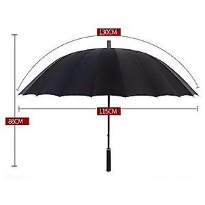 Lancoon 24 Ribs Large Umbrella Fashion Long Handle Straight Anti-UV Sun/Rain Stick Umbrella KS07Brown