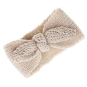 OVOY Turban Headband Baby Girl - Warm Rabbit Knot Hair Band Wrap Newborn Toddler Children 2Pcs (Brown+Beige, One Size)