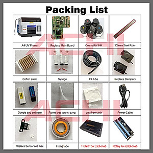 Ovsuqu A4 L800 UV Printer A4 UV Printer Flatbed for Wood, Fabrics,Leather, Bottle,Metal,Golf, Phone case Printing with 5x500ML UV Ink