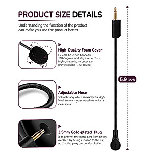 AKKE BlackShark V2 Mic Replacement 3.5mm Jack Detachable Microphone Boom Noise Cancelling Compatible for Razer BlackShark V2,V2 Pro, Gaming Headsets