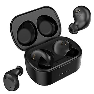 Geekee True Wireless Earbuds Bluetooth 5.0 Headphones, Clear Voice Call in-Ear Headset IPX7 Waterproof 40H Wireless Charging Case Sports Earphones (Black)