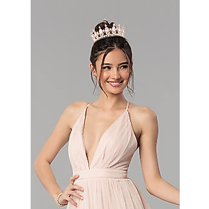 Crowns for Women, Vofler Queen Tiara Baroque Vintage Gold Pink Crystal Rhinestone Headband for Lady Girl Bridal Bride Princess Prom Birthday Wedding Pageant Prom Homecoming Halloween Costume Party