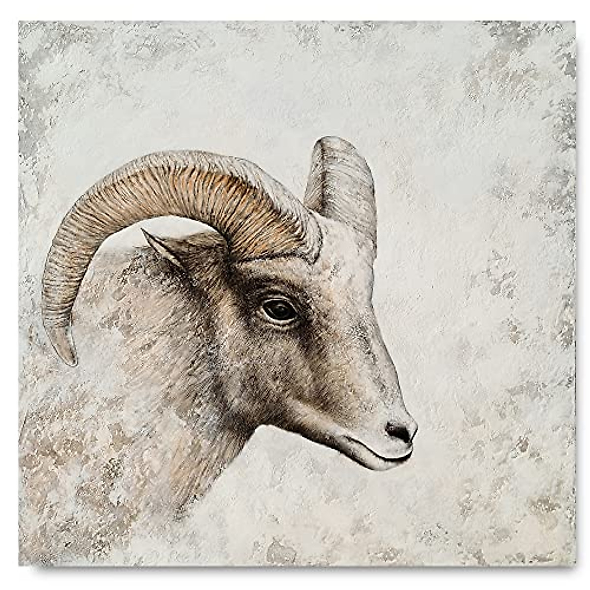 YHSKY ARTS Rustic Animal Canvas Wall Art with Textured Modern Sheep Paintings Contemporary Animal Pictures Square Artwork for Farmhouse Living Room Bedroom Bathroom Decor