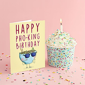 The Letter Bee - Pho Birthday Card, Food Pun Birthday Card, Funny Birthday Card, Funny Brithday Card for Friends, Happy Birthday Card from Him or Her, Funny Card, Pho Card, Ramen Card (Pho)