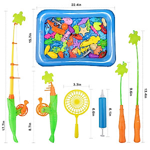 DC-BEAUTIFUL 51 Piece Fishing Toy Baby Bath Toy Magnetic Net Fishing Game Fishing Learning Education Play Set Outdoor Fun Best Gift for Children Fishing Game for Kids Party Favors