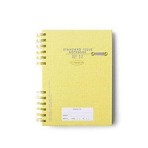 Designworks Ink Standard Issue No. 12 Yellow Undated Planner Notebook Journal with Lined Pages, Elastic Pen Holder, and Durable Spiral Binding for Work, Writing, Journaling - 6" x 8.25"