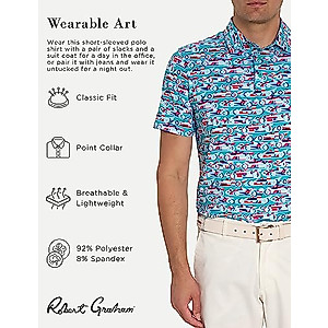 Robert Graham Men AUTO Expo Short Sleeve Knit Polo, Jade, X-Large