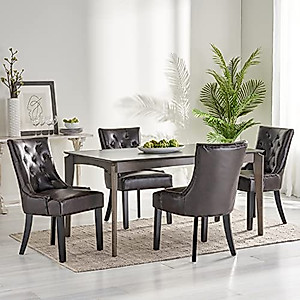 Christopher Knight Home Georgia Contemporary Tufted Bonded Leather Dining Chairs (Set of 4), Brown, Espresso