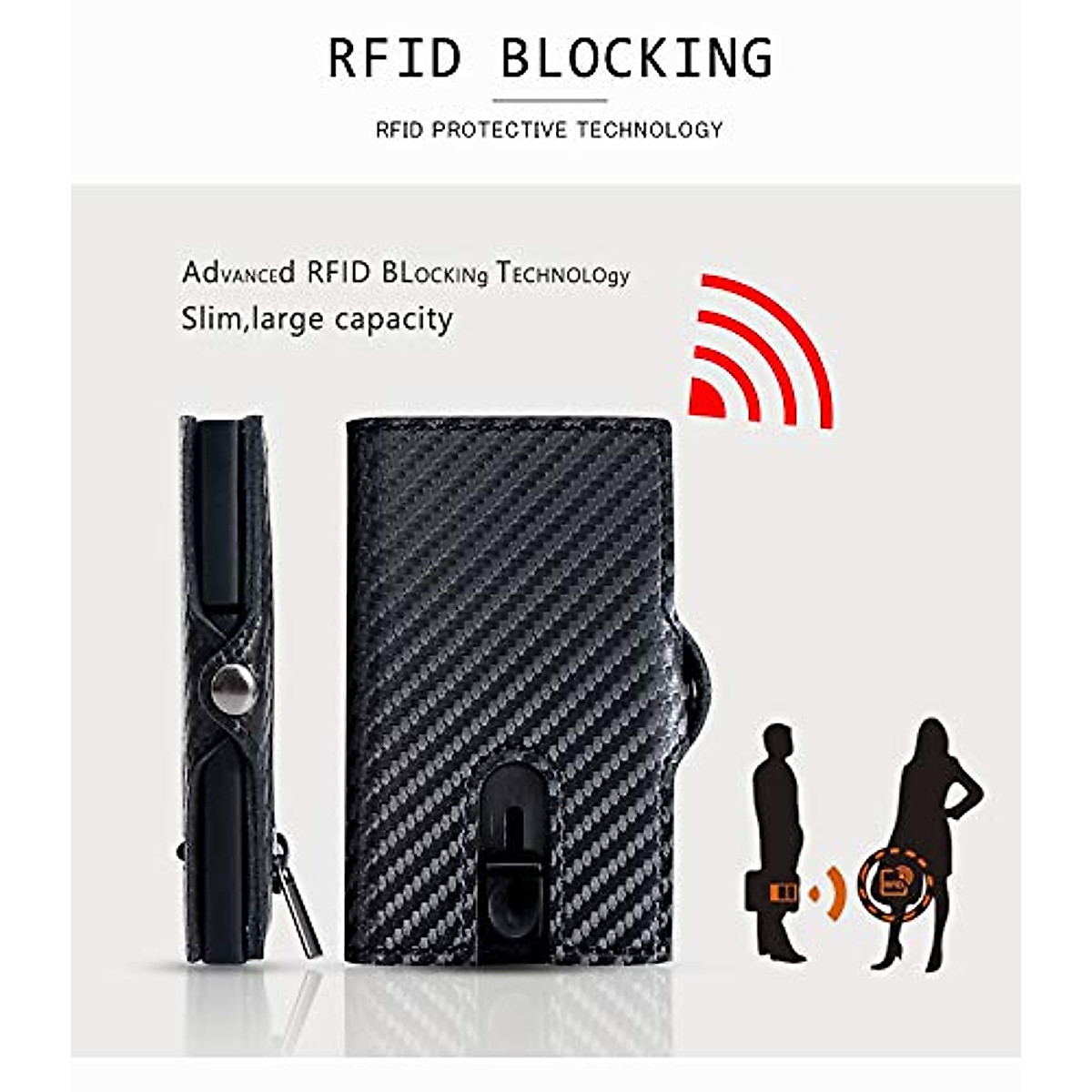 RFID Protection Minimalist Pop-Up Wallet Carbon Fibre Leather