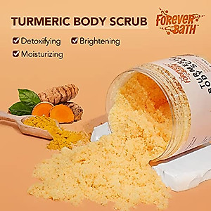 Forever Bath Turmeric Body Scrub W/Dead Sea Salt, Shea Butter, & Vitamin E, 100% Natural Moisturizing & Exfoliating Hand, Face, Foot Scrub for Men & Women - Deep Cleansing, Nourishes Skin, 17.6 Oz