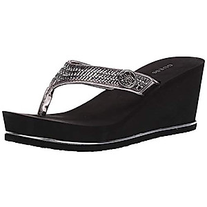GUESS Womens Sarraly Flip-Flop, Pewter 179, 8 US