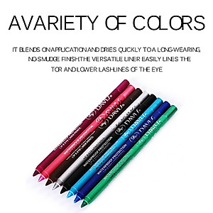 Geruicee 12 Colors Eyeliner Pen Set,Glitter Eyeliner Pencil,Pearl Eyeliner Pencil Waterproof Colored Eyeliners Long-Lasting Professional Eye Makeup Set for Women