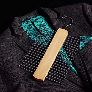 HANGERWORLD Wooden Tie Hanger Space Saving for up to 20 Belts and Ties Organizer