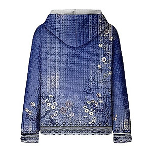 Women's Winter Coats With Hood, Women's Coat Autumn And Casual Fashion Hoodie Sweatshirt Printed Zip Jacket Pockets Maternity Coat Jacket Tan Trench Coat Women Eiderdown Chamarras (3XL, Royal Blue)