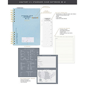 Designworks Ink Standard Issue No. 12 Yellow Undated Planner Notebook Journal with Lined Pages, Elastic Pen Holder, and Durable Spiral Binding for Work, Writing, Journaling - 6" x 8.25"
