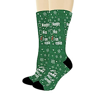 Santa Gifts I Can Explain Santa Claus Socks Merry Christmas Accessories 1-Pair Novelty Crew Socks