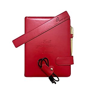 Planner Notebook A5 6 ring binder organizer (red) cover size 9,5’’x 7.25’’ Personal Business organizer planner Journals for writing Leather Journal for Women Notebook for journaling with pen
