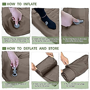 NOWTOWIN Inflatable Sleeping Pad for Camping, 4 Inch Thick Comfortable Sleeping Mat for Backpacking Hiking Traveling, Compact Waterproof Camping Air Mattress with Built in Foot Pump and Pillow