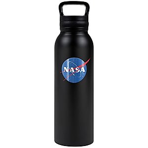 Nasa OFFICIAL Meatball Logo 24 oz Insulated Canteen Water Bottle, Leak Resistant, Vacuum Insulated Stainless Steel with Loop Cap, Black