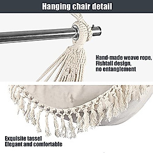 Chihee Hammock Chair Large Hanging Chair Soft Seat with Strong Straps and Hook Hanging Rope Swing Bear up to 330 lbs Stainless Steel Spreader Bar with Anti-Slip Rings Indoor Outdoor Home Garden Patio