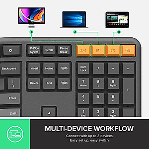 DeLUX Wireless Ergonomic Keyboard - Ergo Split Keyboard with Palm Rest for Natural Typing, 2.4G and Bluetooth, Full-Size, US Layout - Compatible with Windows and Mac OS (GM905, Graphite)
