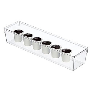 mDesign Plastic Stackable Kitchen Drawer Storage Organizer Tray Containers for Pantry, Drawers, Cupboard, Shelf, or Counter - Holds Utensil, Gadget, and Snacks - Lumiere Collection - 2 Pack - Clear