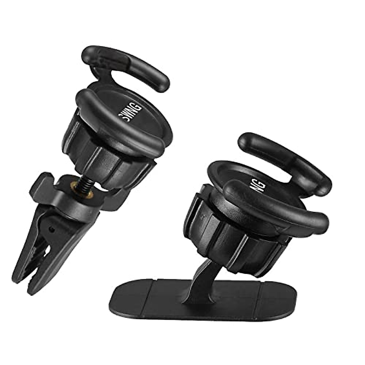KSWNG Universal Air Vent Car Mount and Dashboard Sticker Holder 360° Rotation Clip Car Mount Phone Holder with Adjustable Switch Lock for Smartphones GPS Navigation (2 Pack, Black)