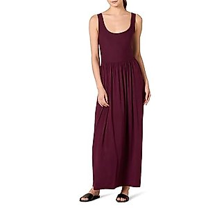 Amazon Essentials Women's Tank Waisted Maxi Dress (Available in Plus Size), Burgundy, Large