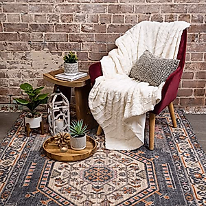 Kurrajong Farmhouse Luxurious Cream Throw Blanket for Couch | Soft Throw | Ivory Cream Bed Throw | Cream Faux Fur Blanket Throw | 55" x 70"