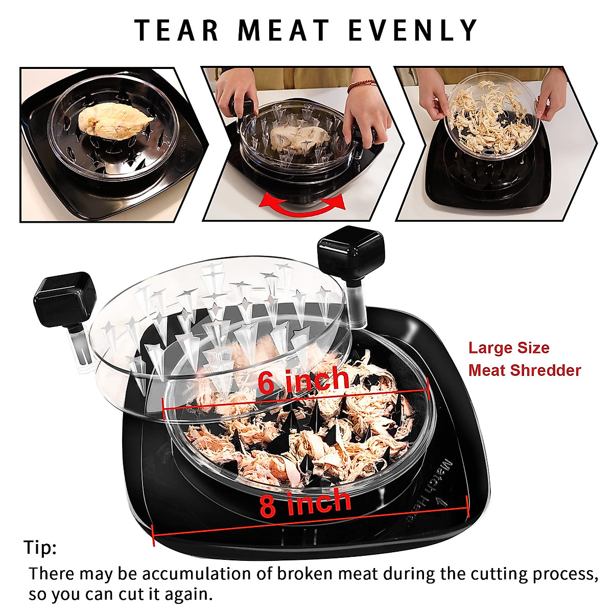 NSODREEM Chicken Shredder, Multifunctional Meat Shredder, Black, Stainless Steel, Shredding Meat, Grinding Vegetables, Making Nut Butters