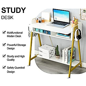 TEAMIX Desk DA80 (White + Gold)