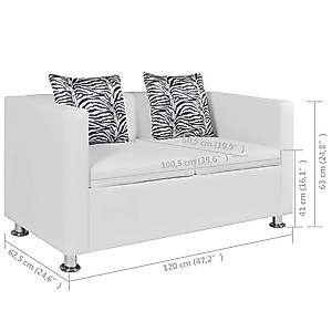 MSLAONXC Sofa,Living Room Furniture,Sectional Sofa,Backrest Sofa,Balcony Sofa,Armrest Sofa,Lobby Sofa,for Living Room,Home,Office,Study Room,2-Seater Artificial Leather White