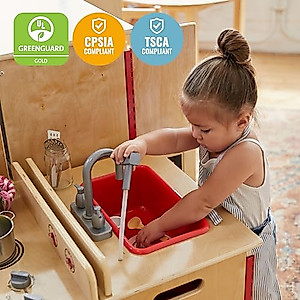 ECR4Kids Play Kitchen Sink, Wooden Playset, Natural