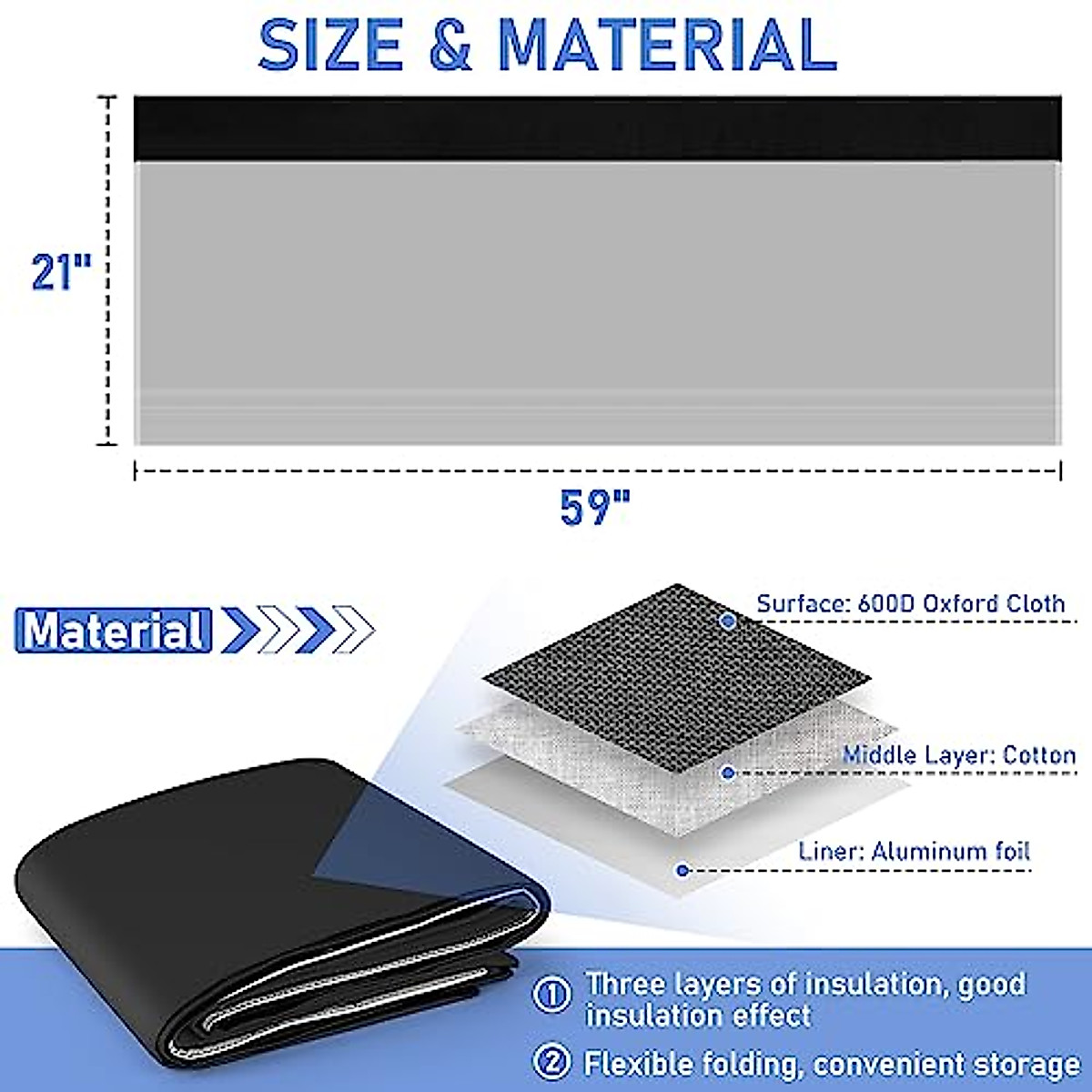 Angooni Portable ac Hose Cover - 59” Flexible and Thick Air Conditioner Hose Cover Wrap with No Leaks, Portable ac Hose Insulation for Hoses Between 5" and 5.9" in Diameter, Black