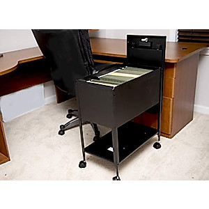 File Rolling Cart with Lid Drawer on Wheels Locking Storage Open Top Shelf Organizer Up to 180 Letter-Size Hanging Folders Heavy Duty Cabinet Box Metal Easy-Roll Mobile & eBook by OISTRIA