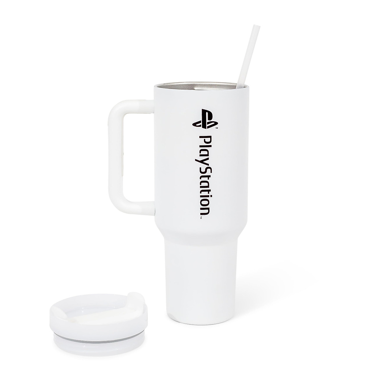 Pyramid America PlayStation Controller Icons Metal Travel Tumbler With Leak-Resistant Lid and Reusable Straw | Holds 40 Ounces