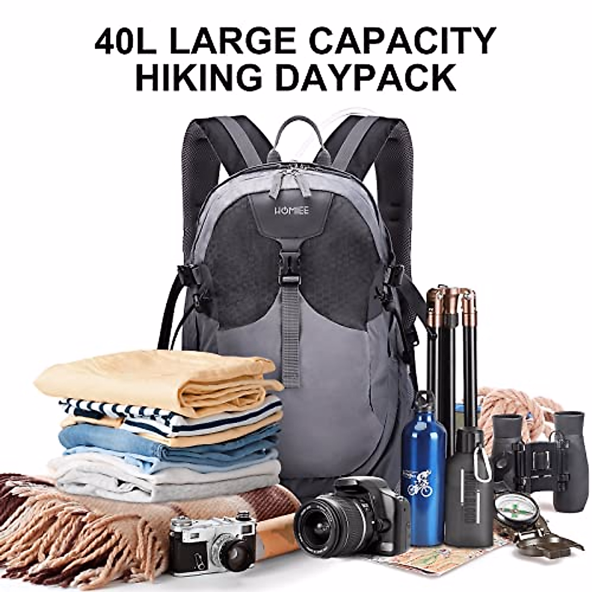 HOMIEE 35L Hiking Backpack Water Resistant Outdoor Sports Travel Daypack Lightweight Camping Climbing Hunting Bags with Rain Cover