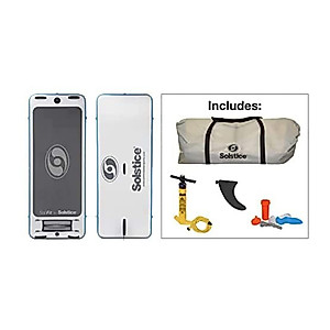 Solstice SolFit 94" x 36" Inflatable Stand Up Paddle Board Aquatic Yoga Fitness Mat with Camera Front Mount, FCS Fin Box, and Duffel Bag