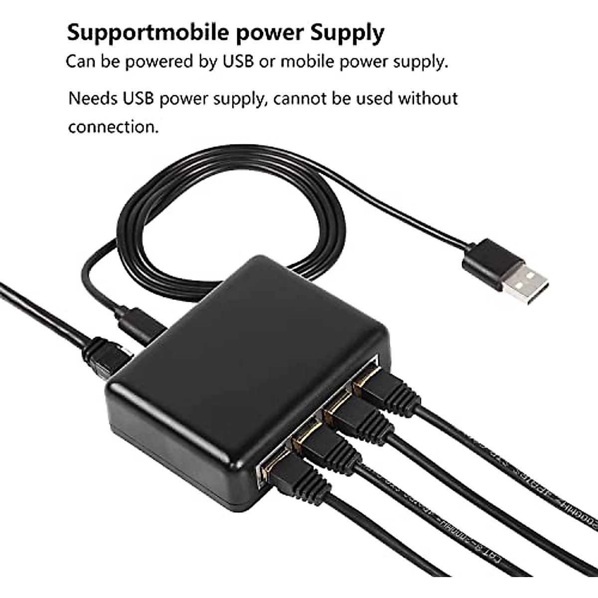 SinLoon RJ45 Network Splitter Adapter Gigabit,1000Mbps Ethernet Cable Splitter, Cat5,Cat6,Cat7,RJ45 Network Extension Connector,Four Devices Share The Internet at The Same Time (Black Gigabit 1 to 4)