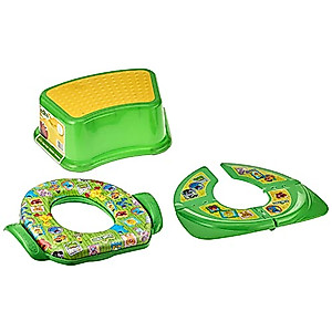 Sesame Street "Framed Friends" 3 Piece Potty Training Kit - Soft Potty, Folding/Travel Potty and Step Stool, Green