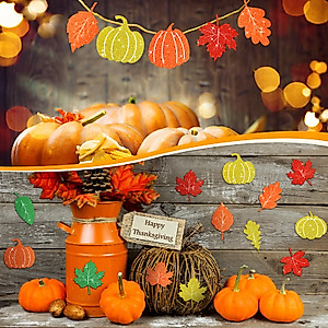 Cholemy 150 Pcs Large Fall Leaves Pumpkin Cutouts Glitter Paper Fall Leaves Die Cuts Artificial Confetti Maple Leaves Elm Leaf Leaves Pumpkin Cutouts for Classroom Bulletin Board Thanksgiving Autumn