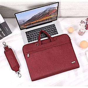 V Voova Laptop Bag Carrying Case 15 15.6 16 inch with Shoulder Strap for Women, Slim Computer Sleeve Compatible for MacBook Pro 15/16, Dell XPS 15, HP Asus Acer Lenovo Notebook, Red