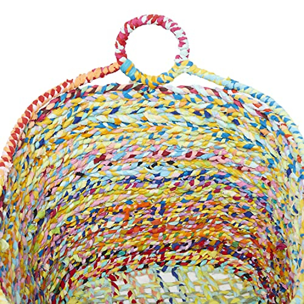 CosmoLiving by Cosmopolitan Cotton Round Storage Basket with Handles, 23" x 18" x 18", Multi Colored