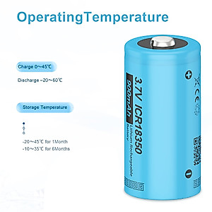 18350 3.7V 900mAh Rechargeable Battery with Button top Battery 2 Pack