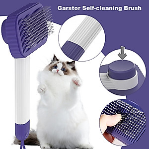 Garstor Cat brush, Cat Brush for Long or Short Haired Cats, Remove Loose Fur and Mats, Rounded Pins Reduces Painful Pulling, Not for Tangle and Curly Fur, Dark Blue