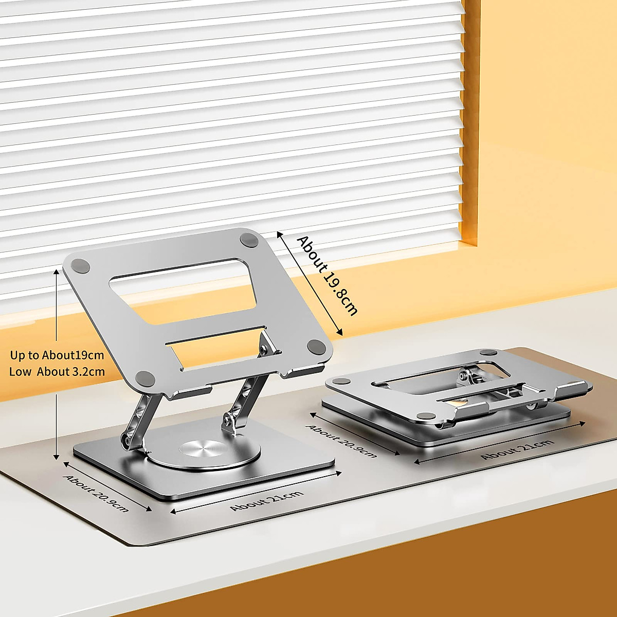 VAJUN with 360 Swivel baseAdjustable Laptop Stand,Metal Stand for Desktop Folding Laptop, Compatible with 10 to 15.6 inch laptops (Grey)