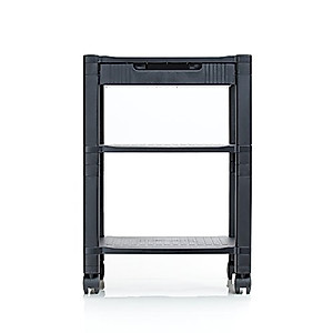 Mind Reader 3-Shelf Printer Cart, Stand with Wheels, Drawer, Cord Management, Black